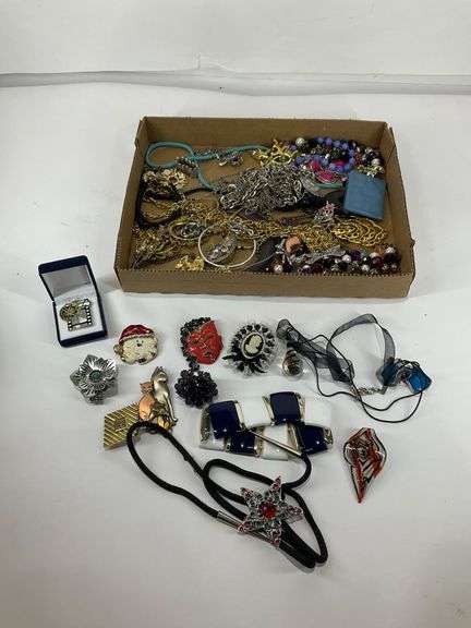 Costume Jewelry Lot with Necklaces, Pendants, and Brooches - Hash Auctions
