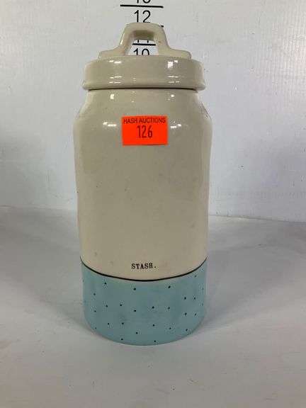 Rae Dunn Artisan Collection ‘Stash’ Ceramic Jar with Lid - Hash Auctions