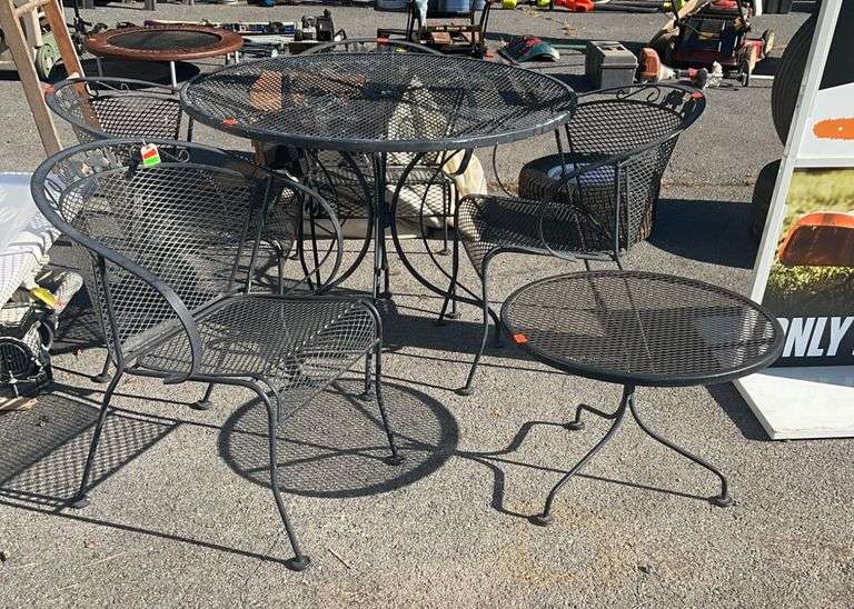 6-Piece Patio Set with Mesh Top Tables and Floral Accent Chairs - Hash ...