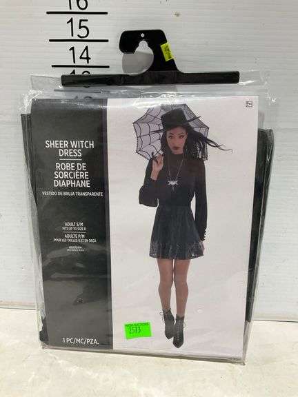 Sheer Witch Dress Costume, Adult S/M, Fits Up to Size 8 - Hash Auctions