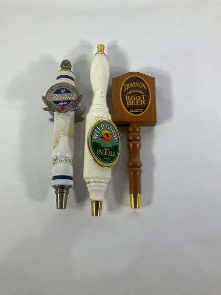 Three Beer Tap Handles: Michelob Light, Wild Goose Pale Ale, Dominion ...