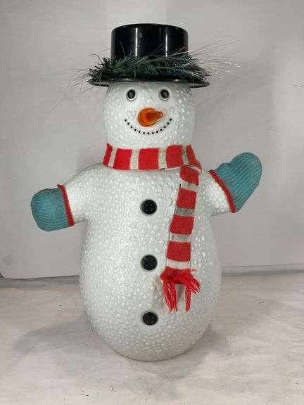 Illuminated Snowman Figure with Scarf and Top Hat - Hash Auctions