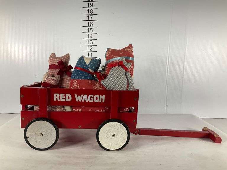 Red Toy Wagon with Fabric Cat Dolls - Hash Auctions