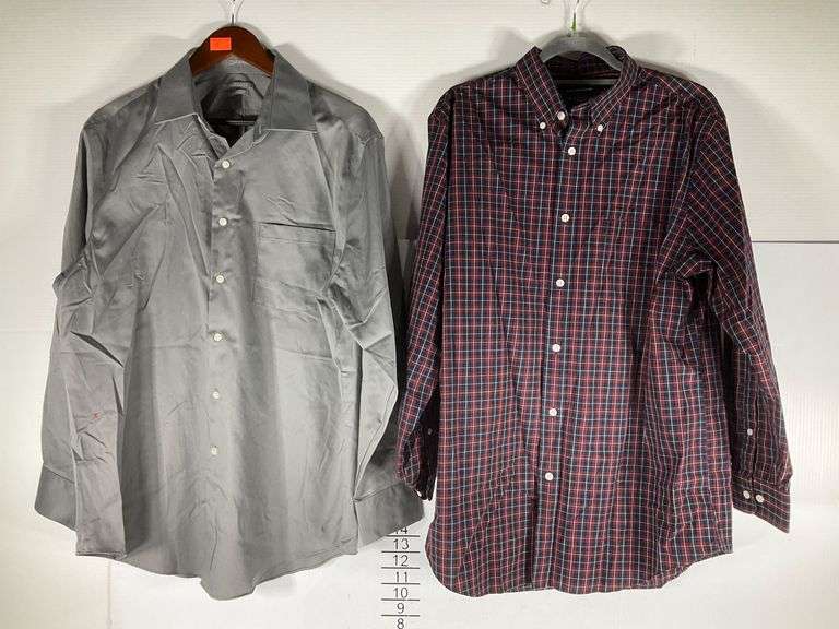 Two Men’s Long-Sleeve Button-Up Dress Shirts by Croft & Barrow and Van ...
