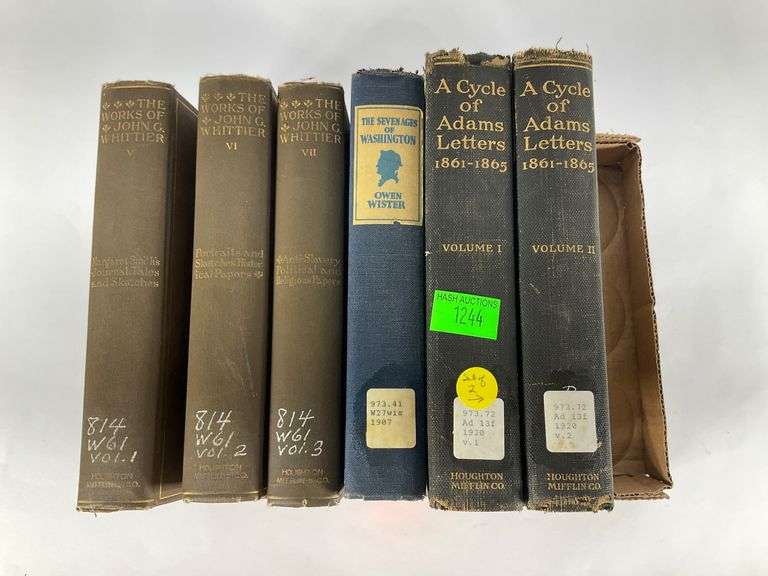 Six Books Featuring Works by Whittier, Wister, and the Adams Letters ...