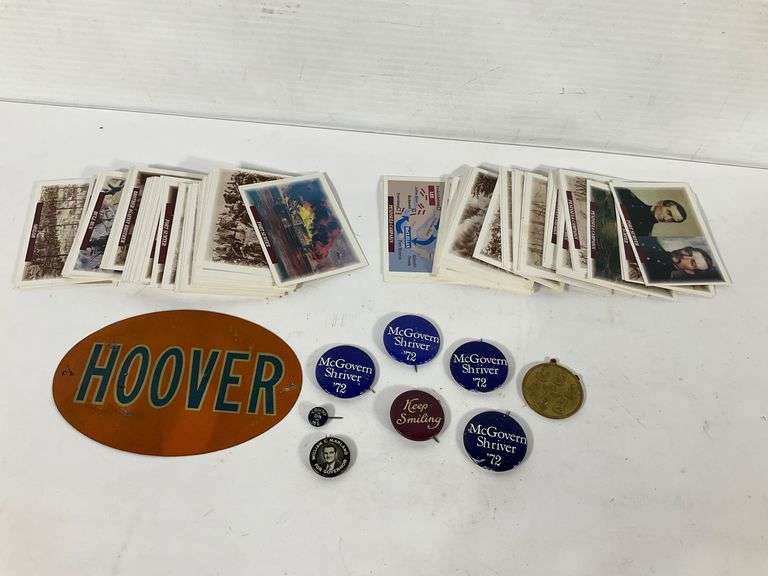 Political Pins, Metal Plaque, and Historical Trading Cards - Hash Auctions