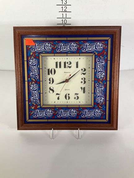 Hanover Pepsi-Cola Quartz Clock with Stained Glass-Style Frame, 14 x 14 ...