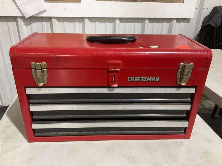 Craftsman Red Metal 20” Tool Box with Three Drawers and Contents - Hash ...