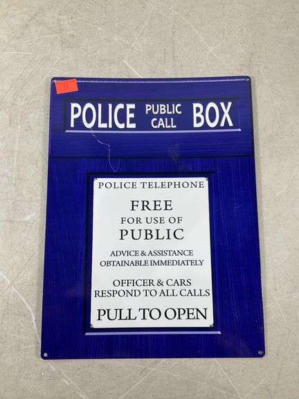 11.5×15.5” Dr. Who-Inspired Police Public Call Box Sign - Hash Auctions