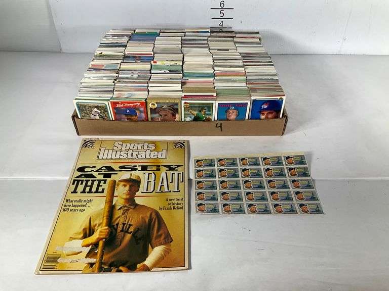 Sports Memorabilia Lot With Baseball Cards, Sports Illustrated, and ...