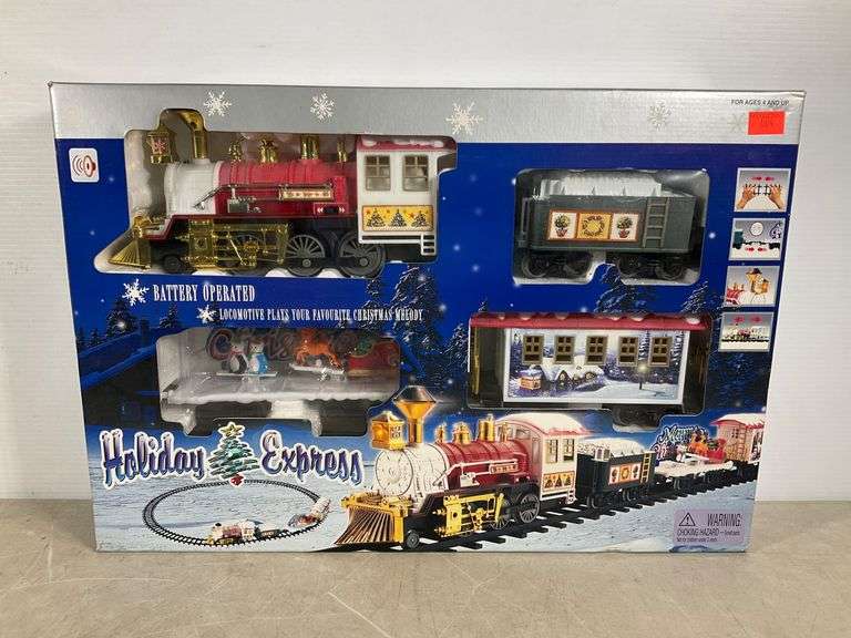 Holiday Express Battery-Operated Train Set with Christmas-Themed ...