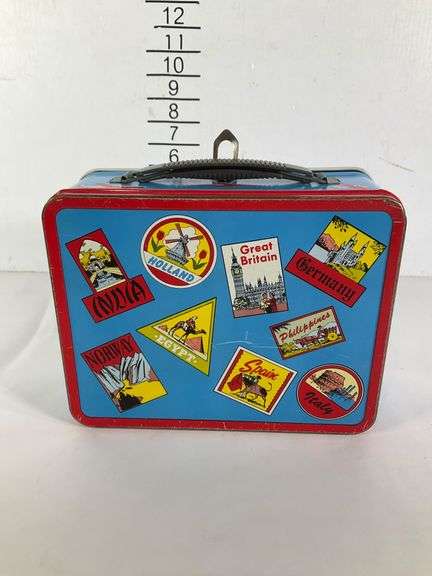 Ohio Art Co. Metal Lunch Box with Travel Decal Motif - Hash Auctions