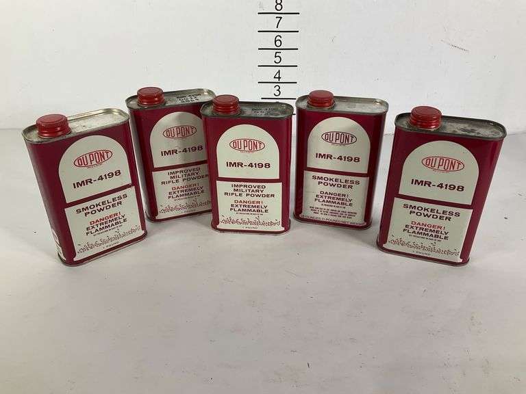 Five DuPont IMR-4198 Smokeless Powder Metal Cans, 1 Pound Each - Hash ...