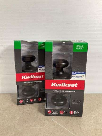 Kwikset Hall & Closet Door Knob Sets with Microban Coating, Lot of 2 ...