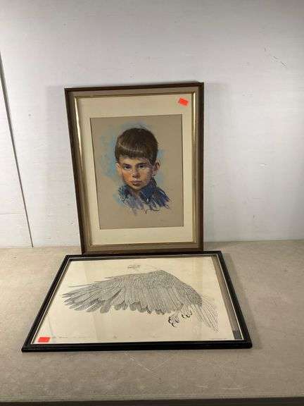 Framed Pastel Portrait and Signed/Numbered Bald Eagle Print by Steve ...
