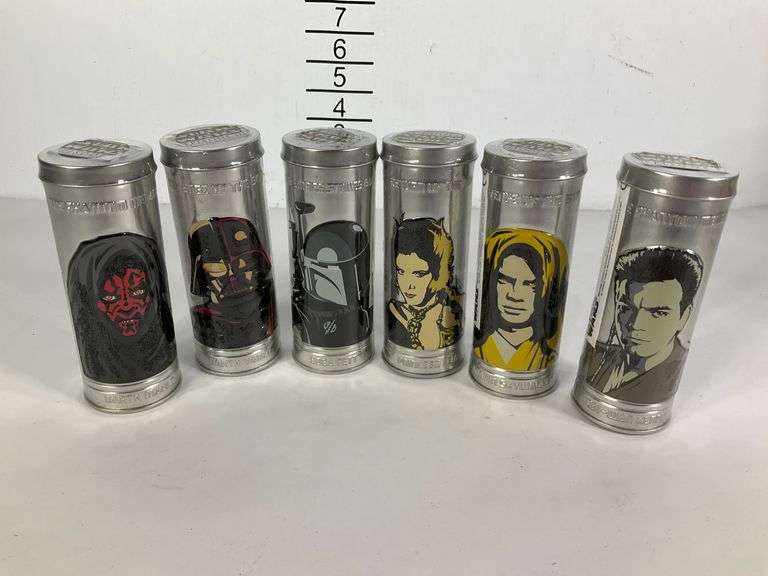 Six 2005 Burger King Star Wars Collectible Cans Featuring Iconic ...