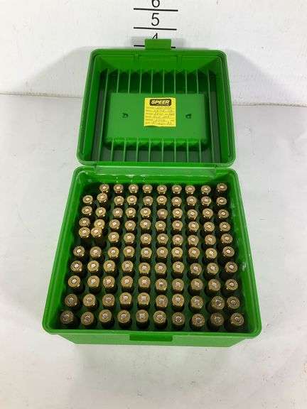 Green Plastic Reloading Box with Reloads Rounds of .223 Rem Ammunition ...