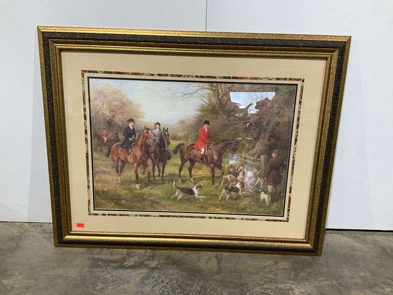 Framed Equestrian Scene Print by The Bombay Company in Gilded Frame, 46 ...