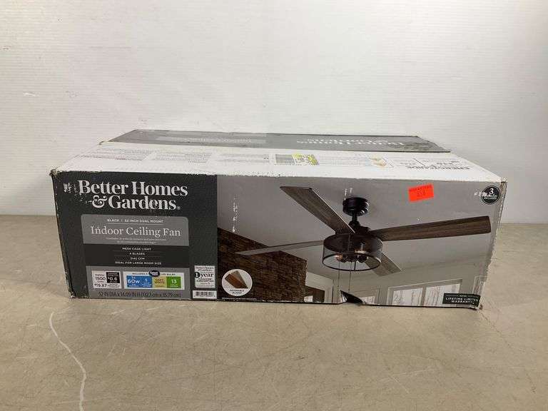 Better Homes & Gardens 52-Inch Indoor Ceiling Fan with Mesh Cage Light ...