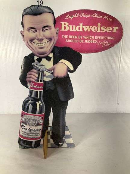 2005 Budweiser Standee With Smiling Character and Beer Bottle - Hash ...