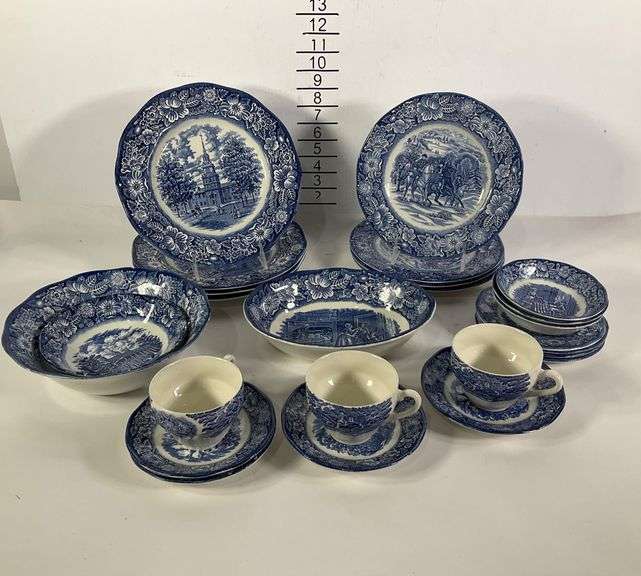 25-Piece Liberty Blue Ironstone Dinnerware Set, Made in England - Hash ...