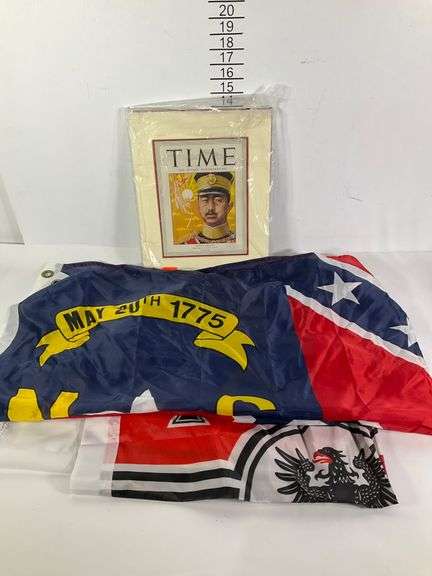 Historical Flags with Framed Time Magazine Cover, Emperor Hirohito ...