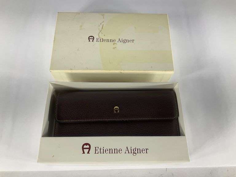 Etienne Aigner Brown Leather Wallet in Original Box - Hash Auctions
