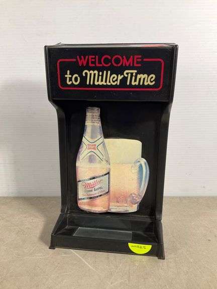 Illuminated Miller Time Advertising Display, 13.5″, Works - Hash Auctions