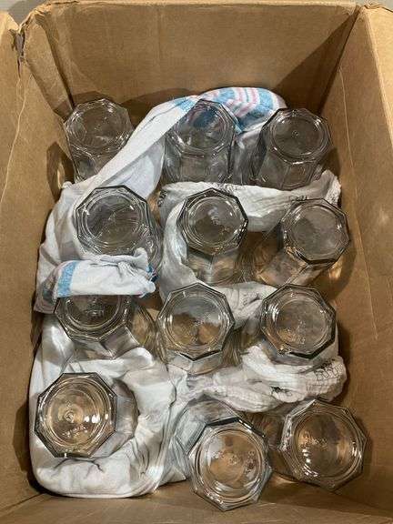 Octagonal Clear Glass Drinkware, 8 Highball, 8 Large - Hash Auctions