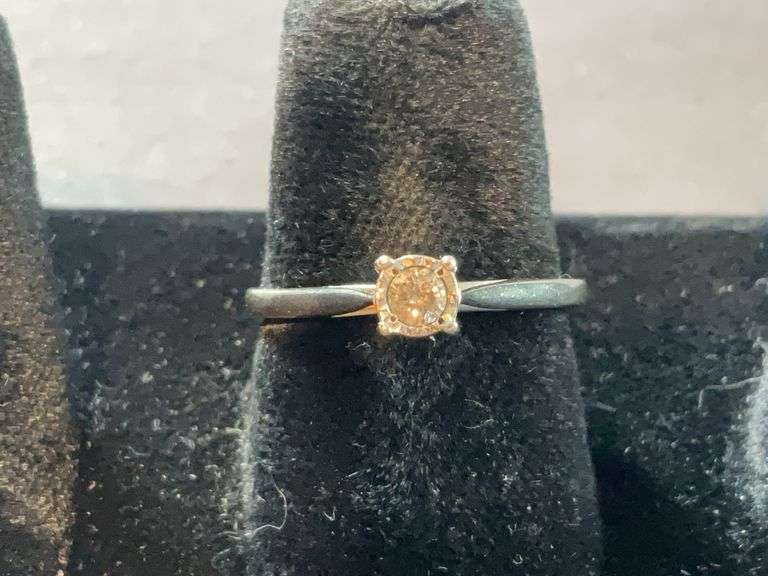 .11 CT Genuine Diamond Solitaire Eng Ring 1.3 grams Sterling Silver ...