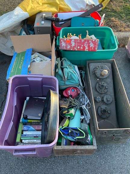 Pallet Lot of Assorted Items Including Books, Tools, and Miscellaneous ...
