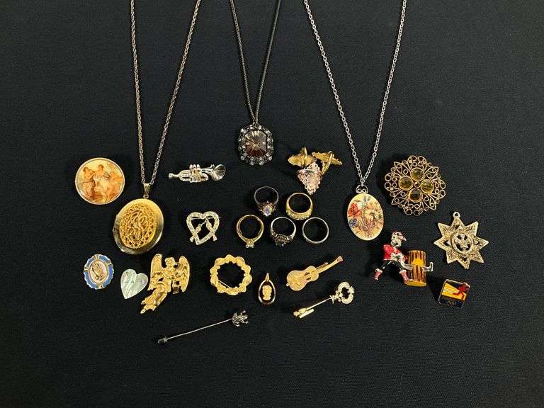 Costume Jewelry Including Necklaces, Brooches, Rings, and Pins - Hash ...
