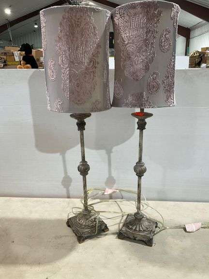 Decorative Table Lamps with Embroidered Shades and Ornate Bases - Hash ...
