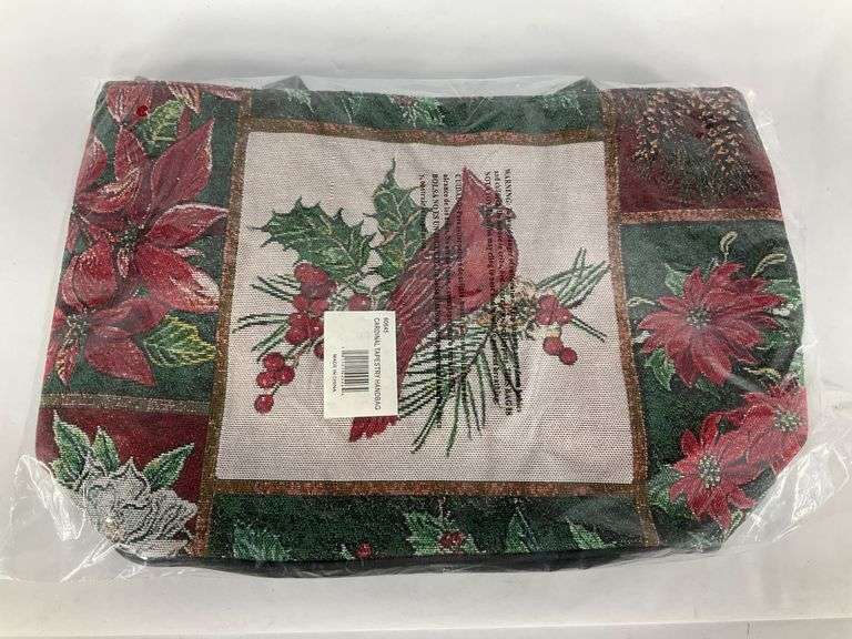 Cardinal Tapestry Handbag with Holiday-Themed Design, 16x11in - Hash ...