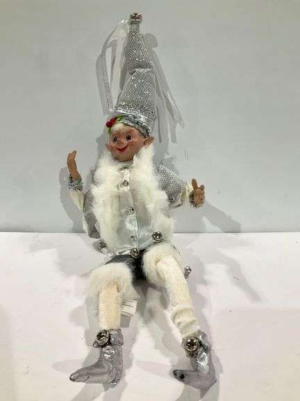 Poseable Elf Figure with Silver Outfit and Bell Accents - Hash Auctions