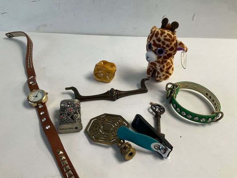 Items Lot Including Watch, Figurine, Key, and Decorative Items - Hash ...