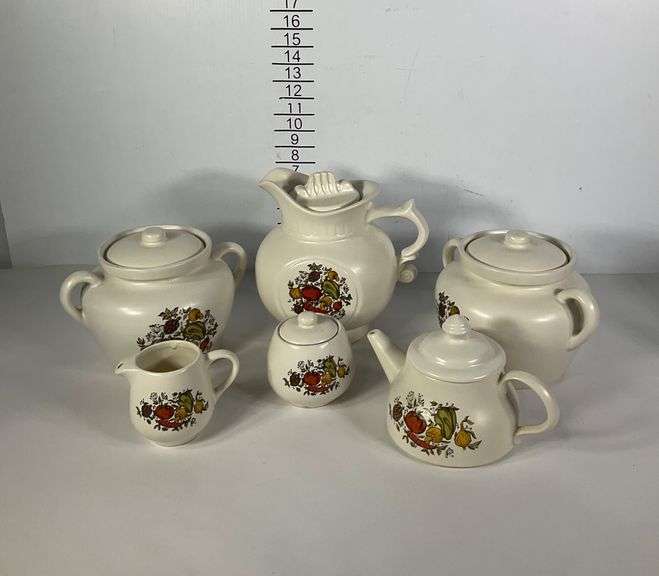 McCoy USA Ceramic Tea and Coffee Set with Fruit Motif - Hash Auctions