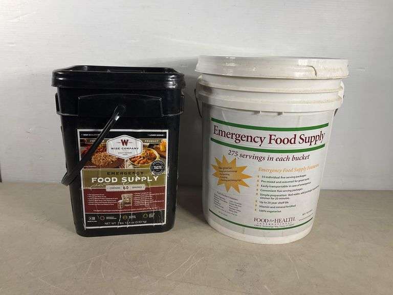 Lot of Two Emergency Food Supply Buckets, 60 Servings and 275 Servings ...