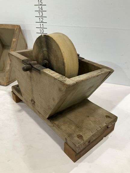 Manual Hand-Crank Grinding Wheel Mounted in Rectangular Base - Hash ...