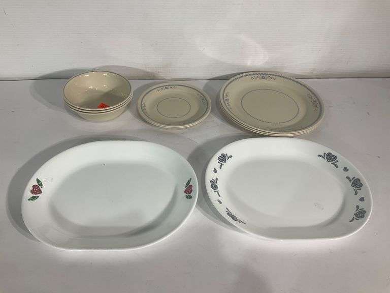 Set of Corelle Dinnerware Including Plates, Bowls, and Serving Platters ...