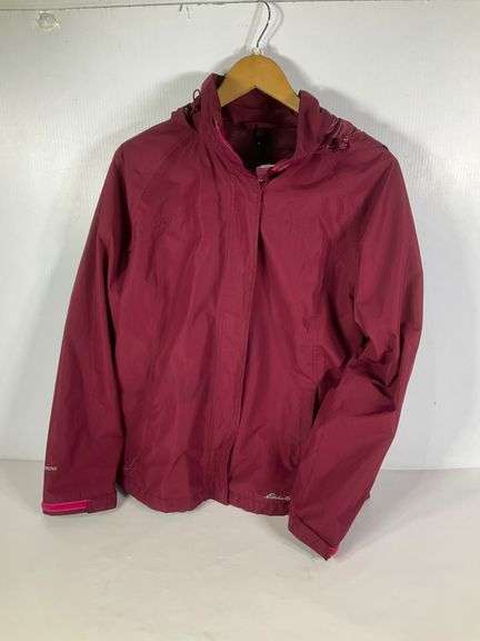 Eddie Bauer Burgundy Polyester Hooded Jacket, Size L - Hash Auctions