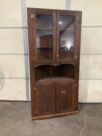 Mastercraft Corner Cabinet With Glass Panel Doors and Fixed Shelves ...