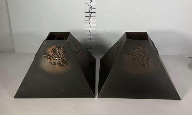 Pair of Metal Pyramid-Shaped Lampshades with Perforated Design - Hash ...