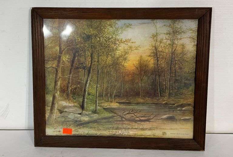 Framed Print Titled ‘A Quiet Brook’ by A. Fox, Copyright 1918, 22×18 ...
