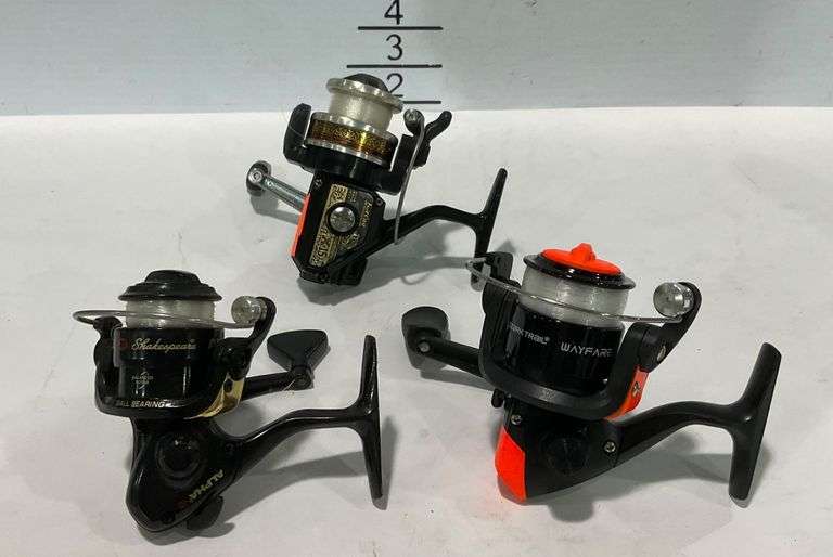 Lot of 3 Fishing Spinning Reels Featuring Shakespeare and Wayfare ...