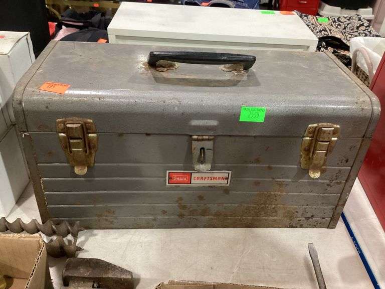 Sears Craftsman Metal Toolbox with Assorted Hand Tools and Sockets ...