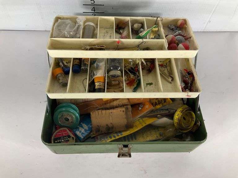Metal Tackle Box with Assorted Fishing Supplies - Hash Auctions