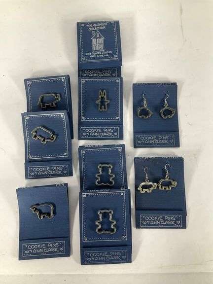 Assorted Ann Clark Cookie Cutter Jewelry Including Pins and Earrings ...