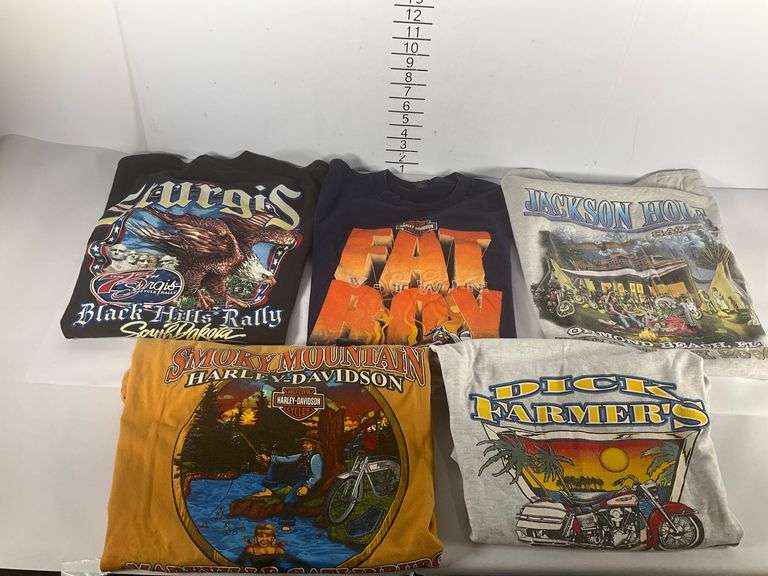 Collection of Five Harley-Davidson/Biker Related Graphic T-Shirts, Size ...