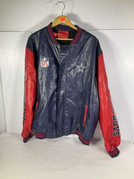 NFL Dallas Cowboys Faux Leather Jacket with Embroidered Logos and Team ...